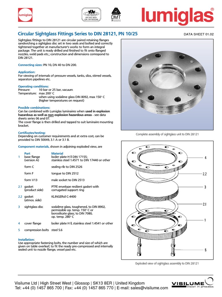 DIN28121 Circular Sightglass Fitting | PDF | Equipment | Mechanical ...