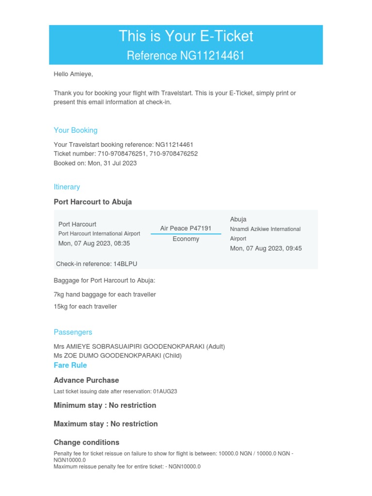Travelstart Ticket (NG11214461) | PDF