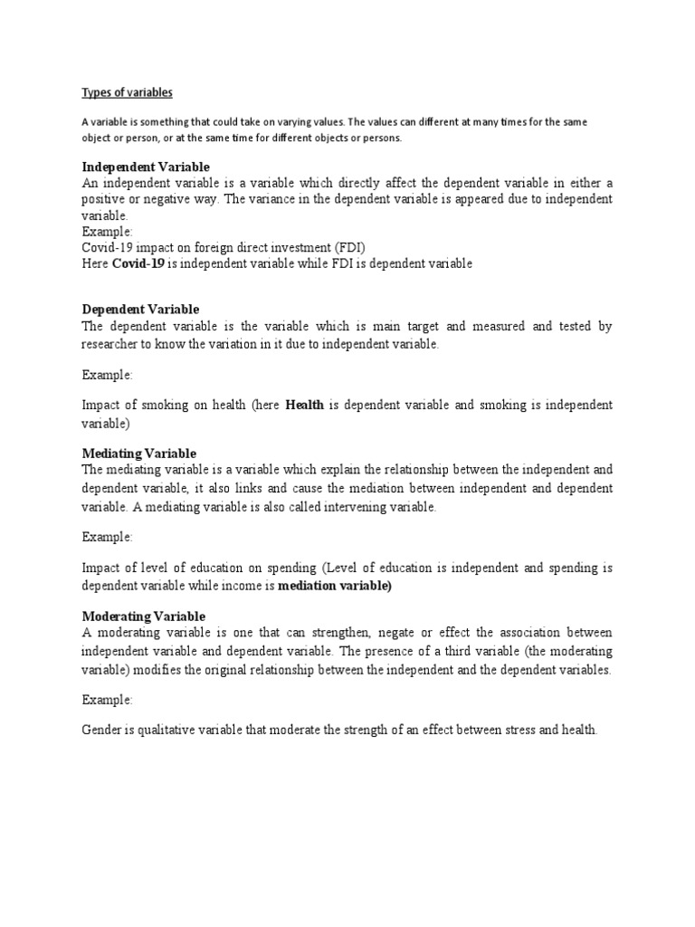 Types of Variables | PDF Types of Variables | PDF