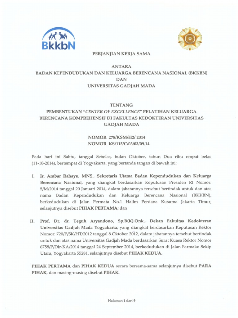 Mou BKKBN Ugm | PDF
