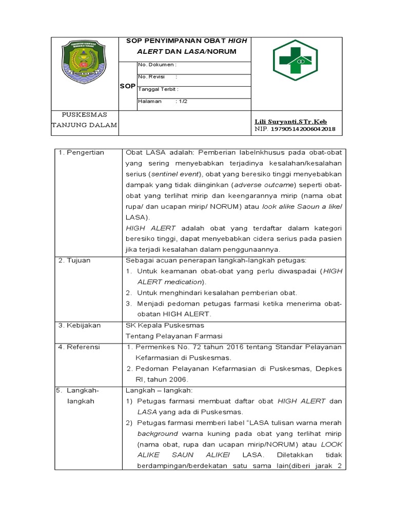 SOP Obat Perlu Diwaspadai Dan NORUM | PDF | Pengembangan Diri