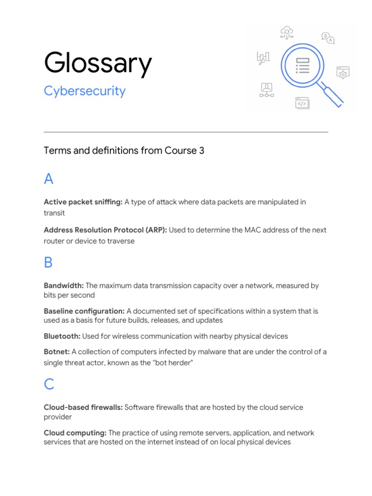 Cybersecurity Terms Glossary | PDF | Computer Network | Internet ...