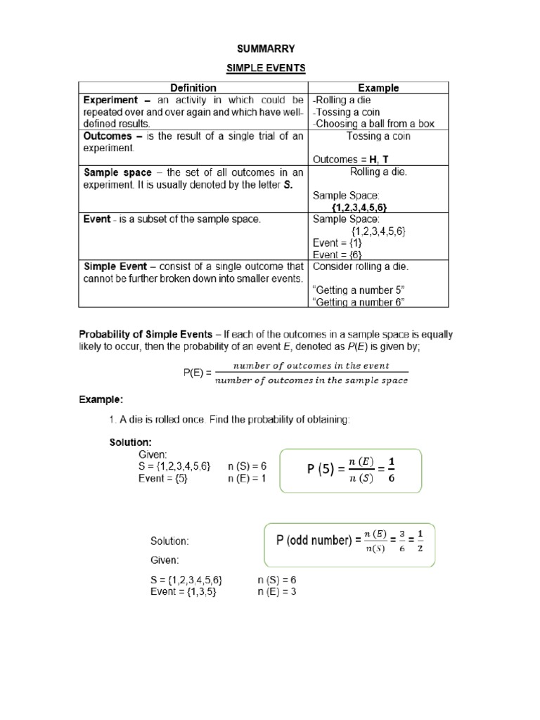 Simple Event Probability PDF