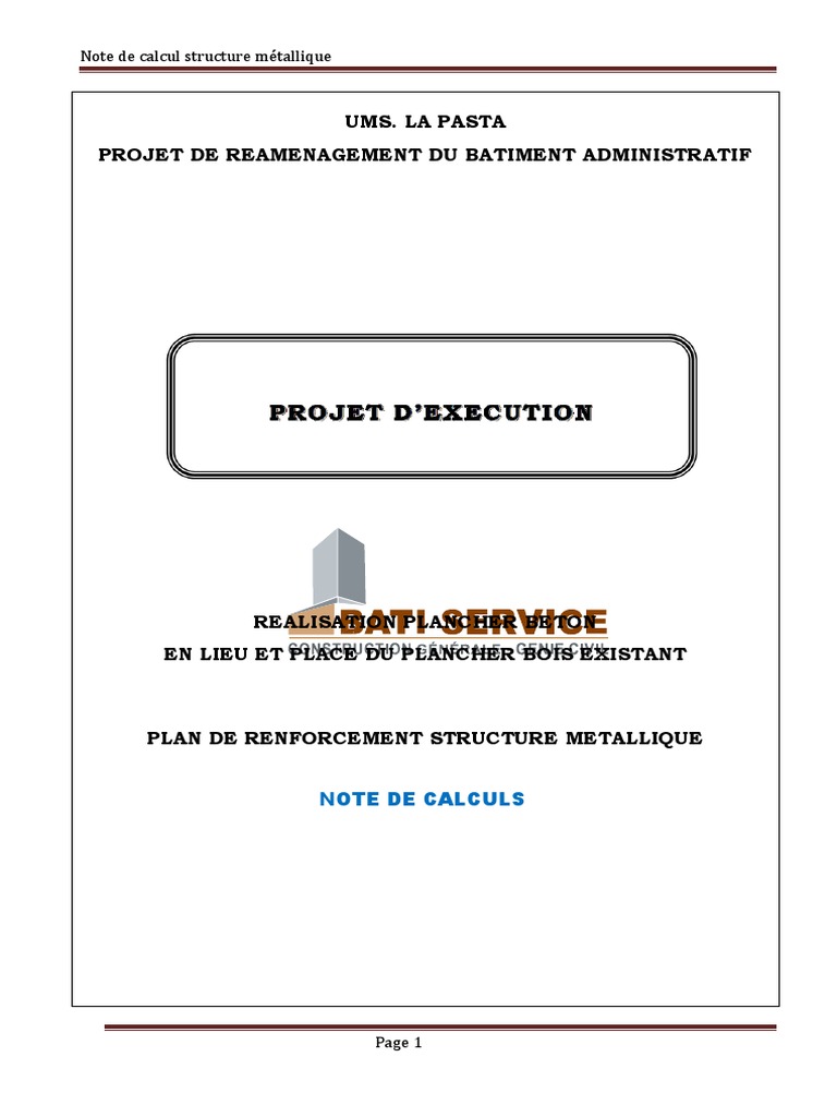 Note de Calculs - Structure Metallique | PDF