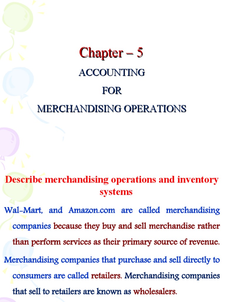 Ch-5 - ACCOUNTING FOR MERCHANDISING OPERATIONS | PDF