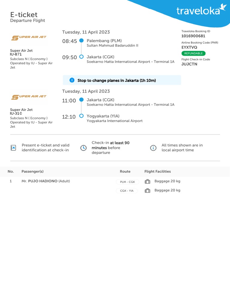 Pujo Hadiono PLM Jujctn Yia Flight Originating | PDF | Airport | Aviation
