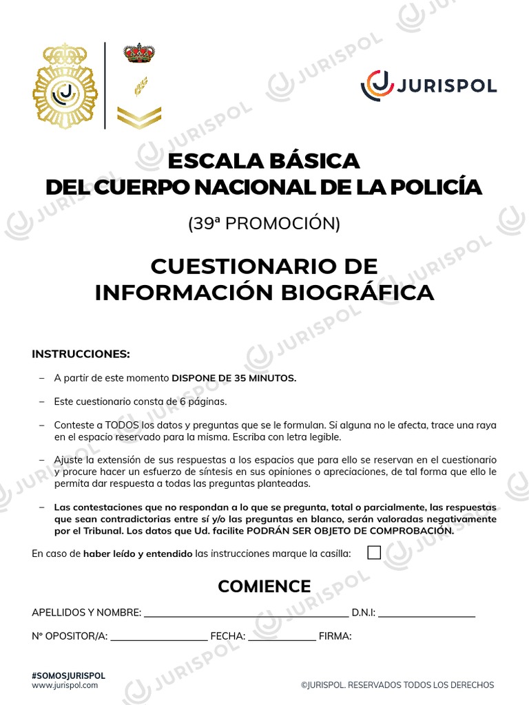 Biodata Eb 39 | PDF | Policía | Cuestionario