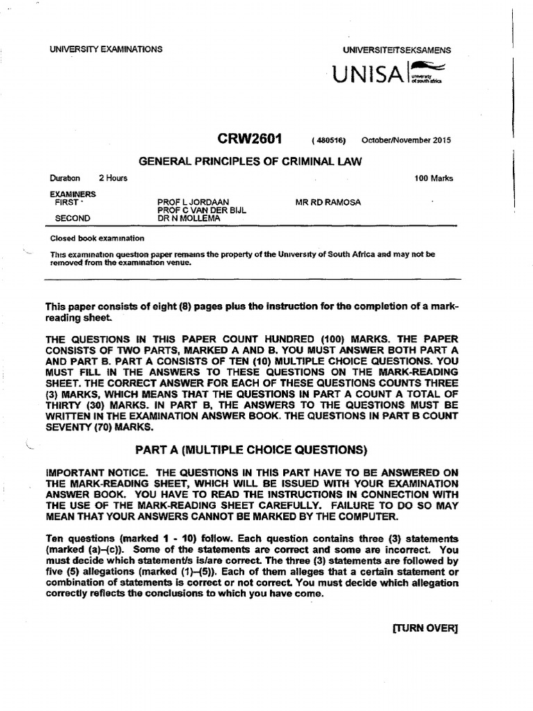 CRW2601 Past Exam Papers | PDF