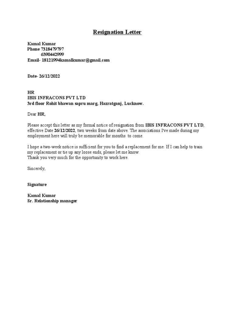 Resignation Letter | PDF