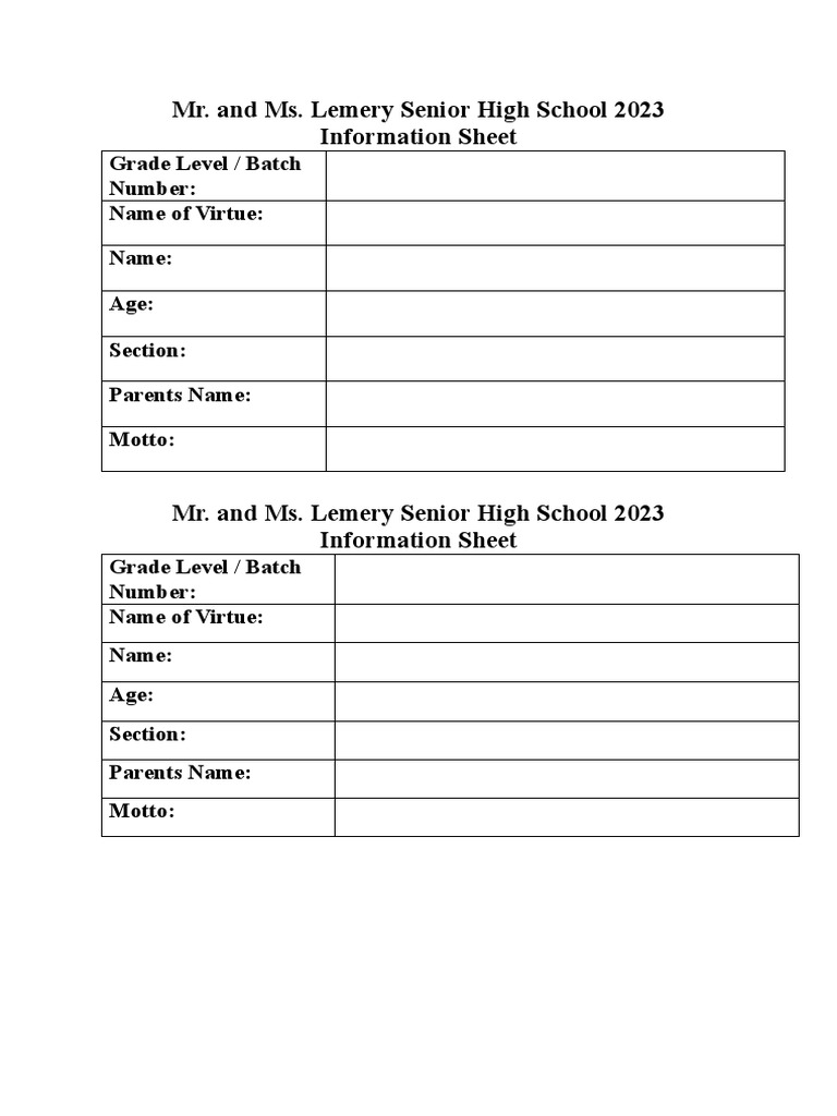 Candidates Info Sheet | PDF