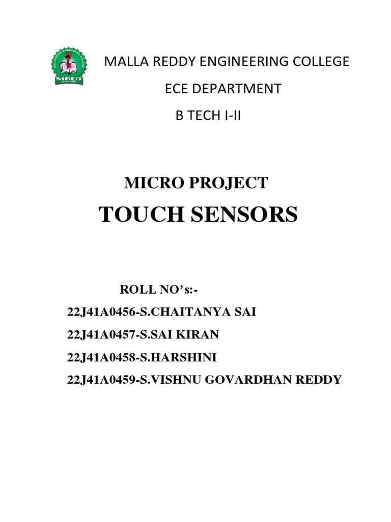 Ece-A Touch Sensor | PDF | Sensor | Electronic Circuits