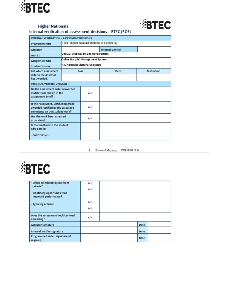 BTEC Higher National Diploma: Web Design | PDF