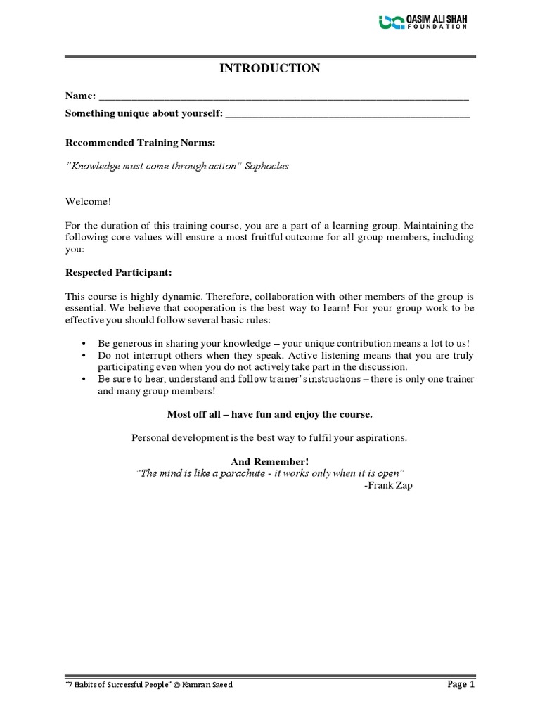 7 Habits of Personal Effectiveness-QASF | Download Free PDF | Paradigm ...