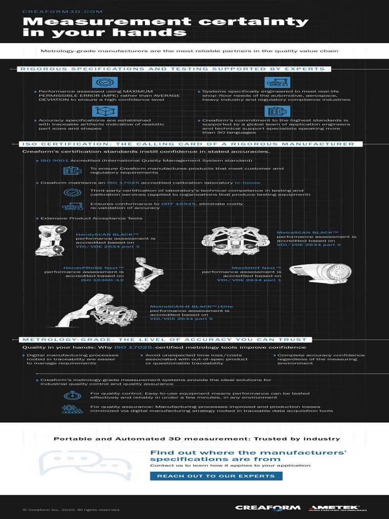 Creaform Metrology-Grade Manufacturing 20201026 | PDF | Calibration ...