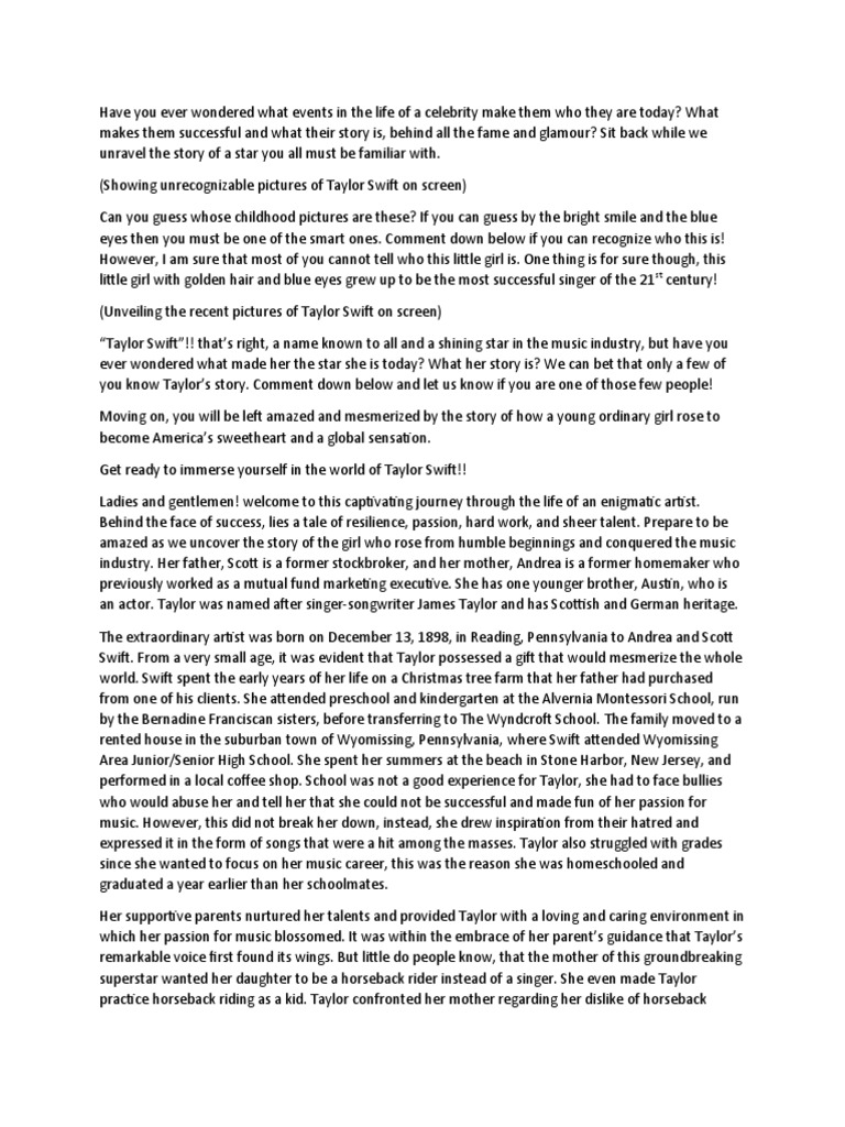 Taylor Swift Script | PDF