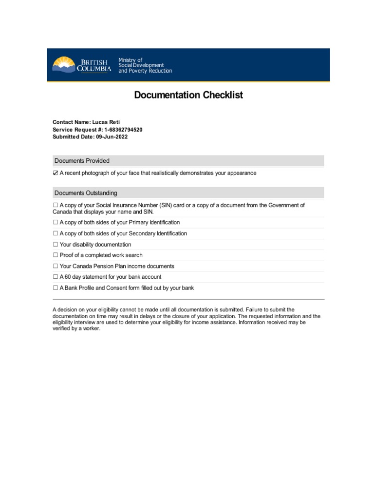 Document Checklist | PDF