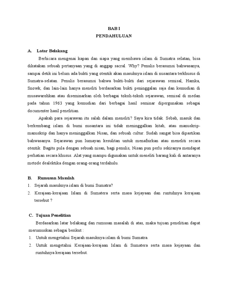 Makalah Kerajaan Islam Di Sumatera | PDF