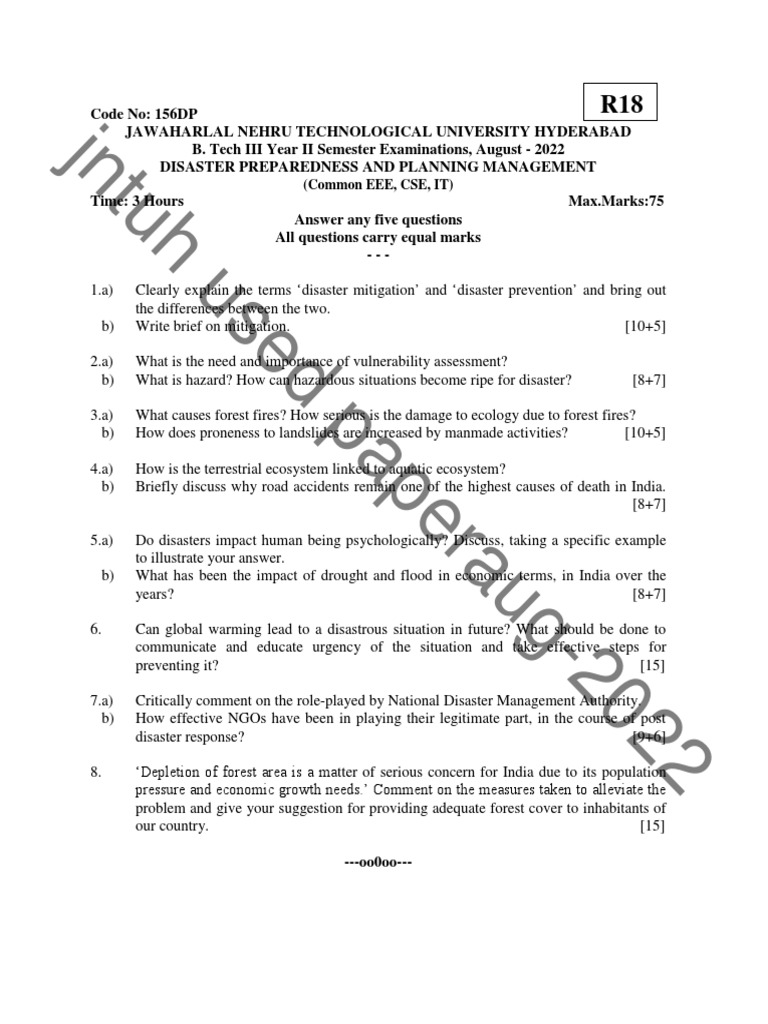 Disaster Preparedness Exam Questions | PDF | Emergency Management | Hazards