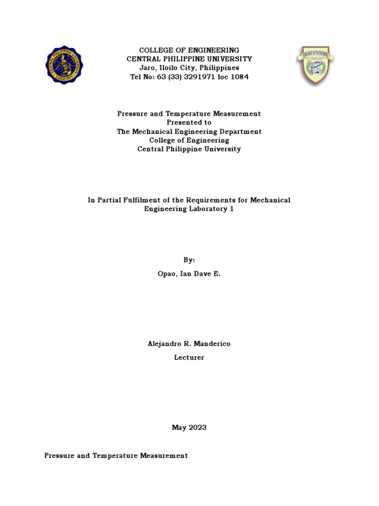 Pressure and Temperature Measurement | PDF | Pressure Measurement ...