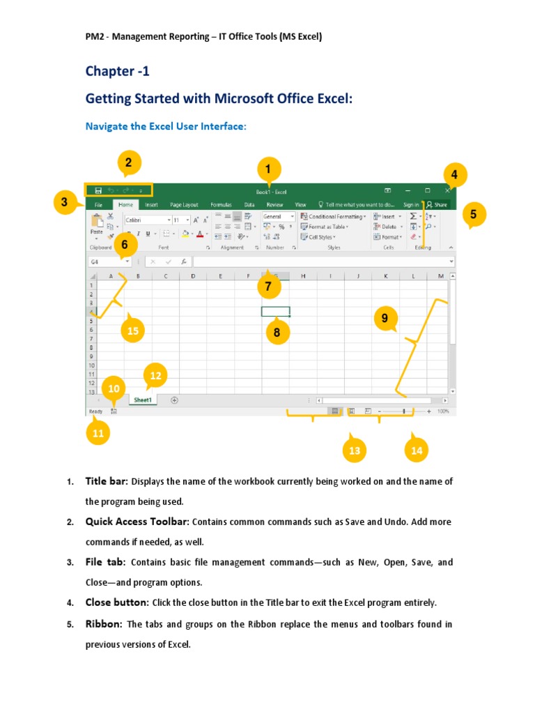Excel Chapter - 1 | PDF | Microsoft Excel | Keyboard Shortcut