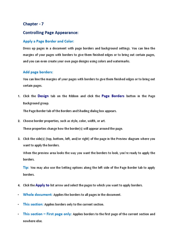 MS Word Chapter 7 | PDF | Page Layout | Printing