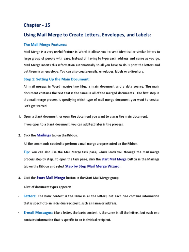 MS Word Chapter 15 | PDF | Computer File | Envelope