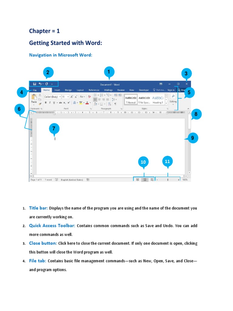 MS Word Chapter 1 | PDF | Microsoft Word | Keyboard Shortcut
