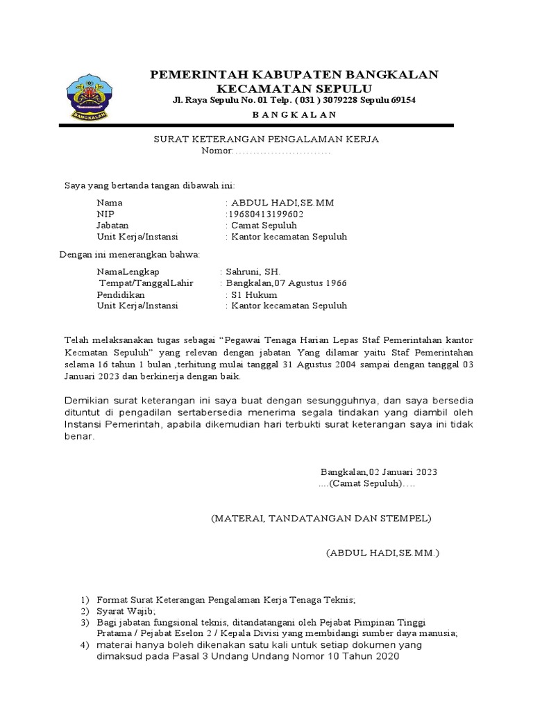 Format Pengalaman Kerja | PDF