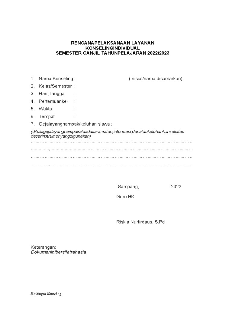 RPL Kons Individu Contoh Guru BK Konselor | PDF | Bisnis