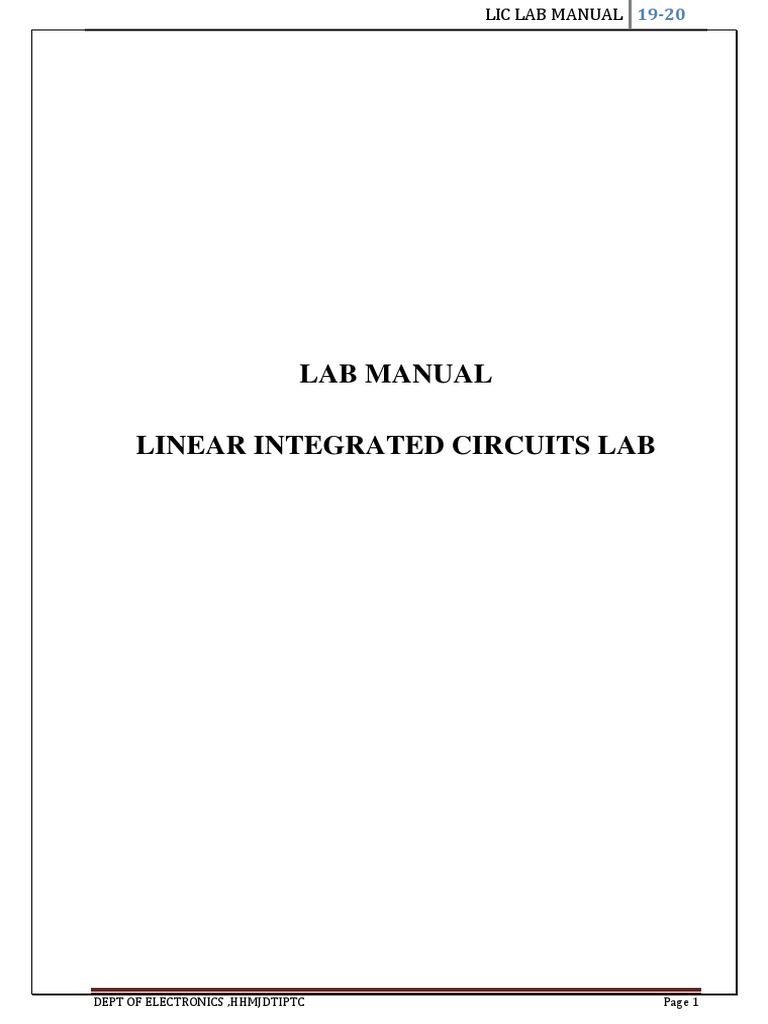 Lab Manual Lic | PDF | Operational Amplifier | Amplifier