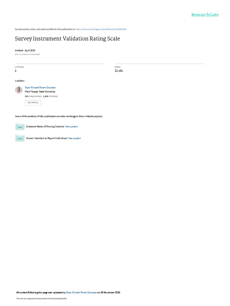 Survey Instrument Validation Rating Scale | PDF | Science & Mathematics