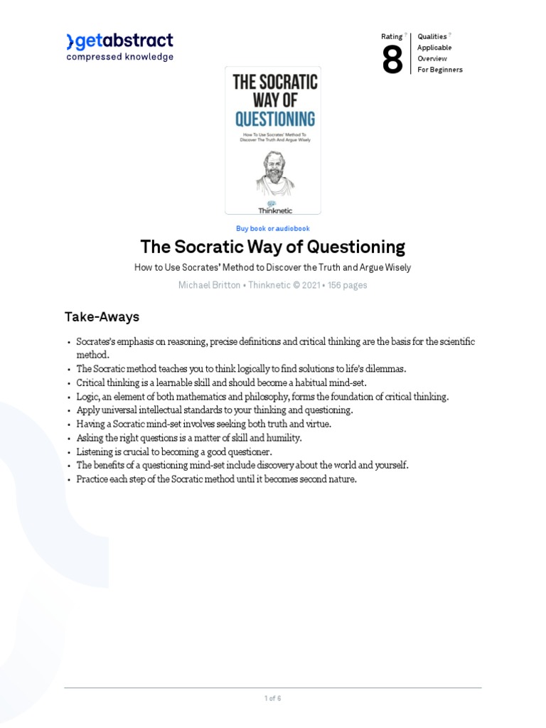 The Socratic Way of Questioning Britton en 45160 | PDF | Critical ...