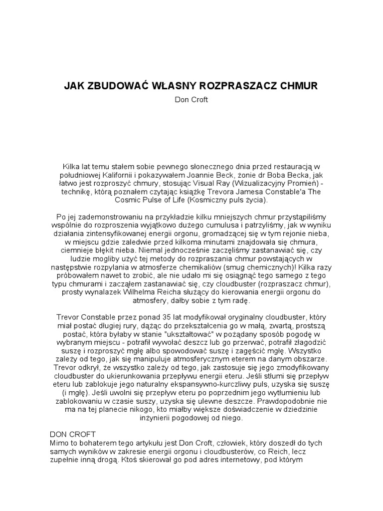 Croft Don - Jak Zbudowac Wlasny Rozpraszacz Chmur | PDF