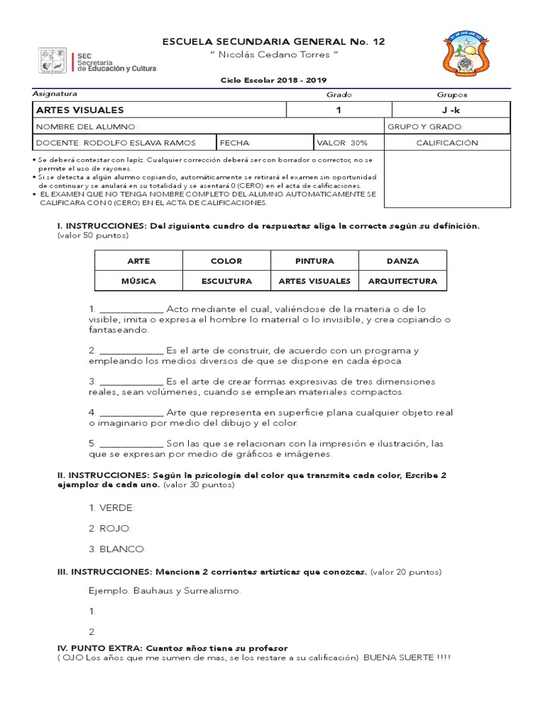 EXAMEN - PRIMER PARCIAL - Respuestas 3 | PDF | Color | Dibujo