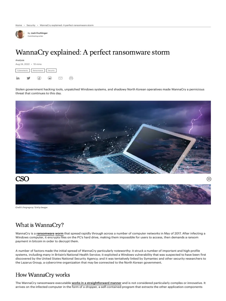 WannaCry Explained - A Perfect Ransomware Storm - CSO Online | PDF | Ransomware | Malware
