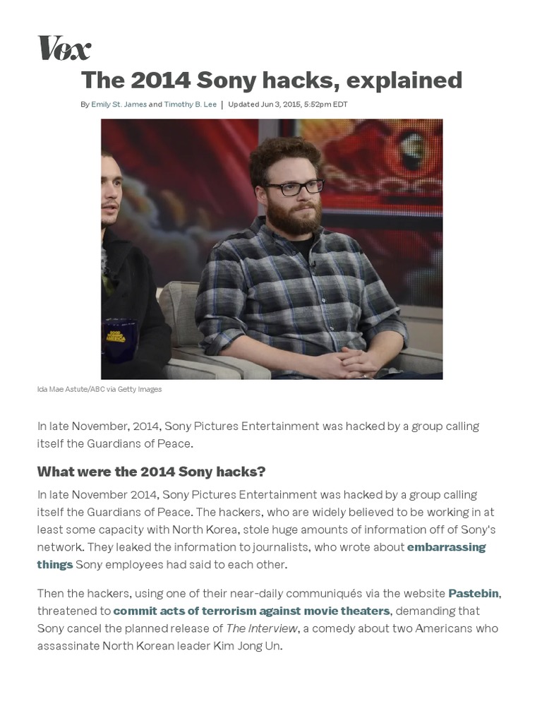 The 2014 Sony Hacks, Explained - Vox | PDF