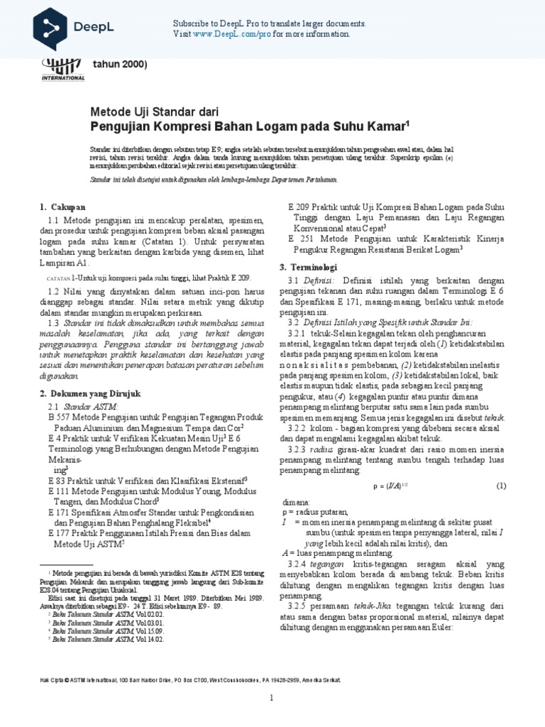 Astm E9 (Indo) | PDF