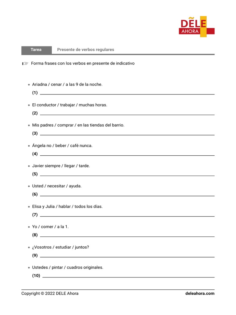 Presente de Verbos Regulares | PDF