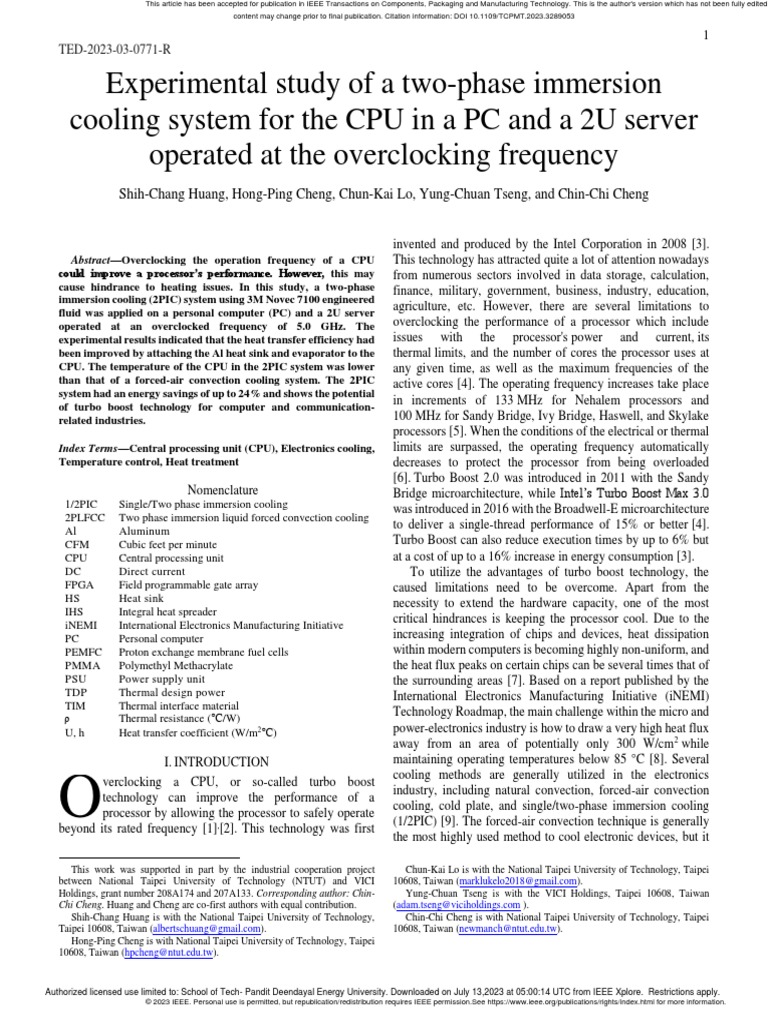 Two-Phase Immersion Cooling for Overclocked CPUs | PDF | Heat Transfer ...