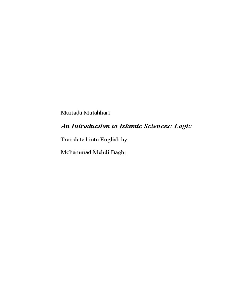 Introduction To Logic - Muttahhari | PDF | Proposition | Logic