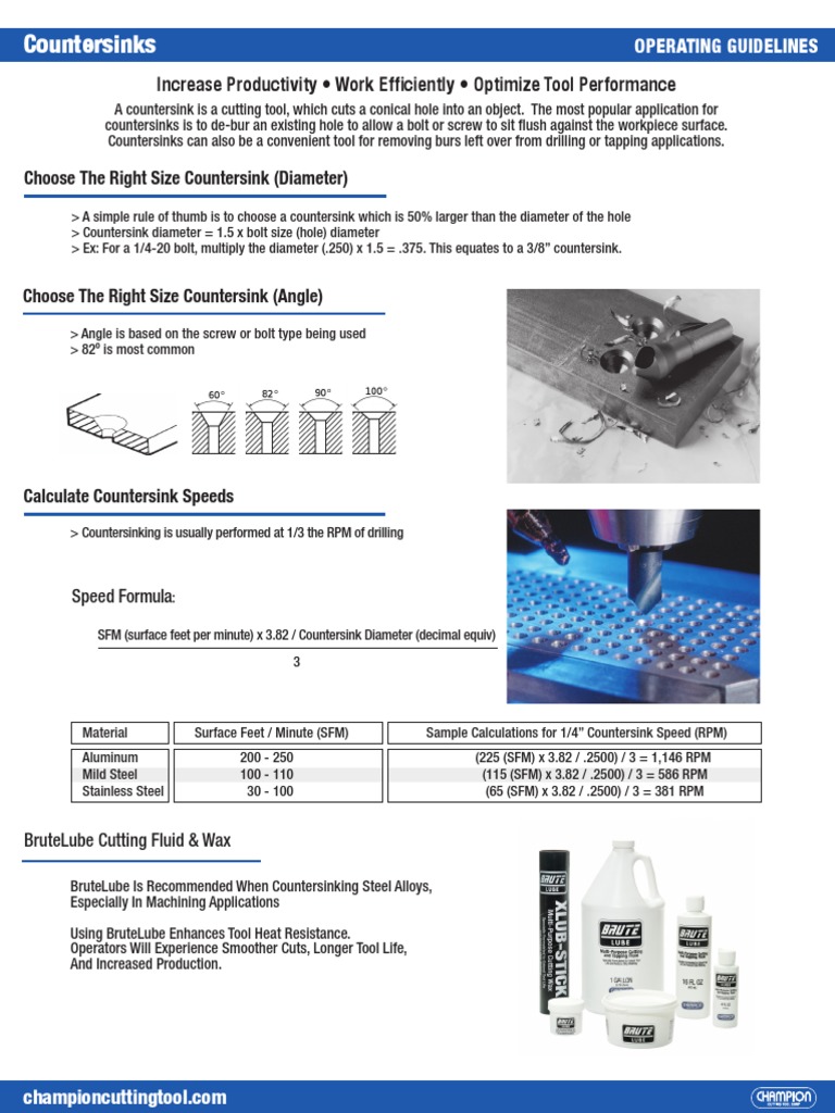 Countersink Operating Guidelines | PDF | Computers
