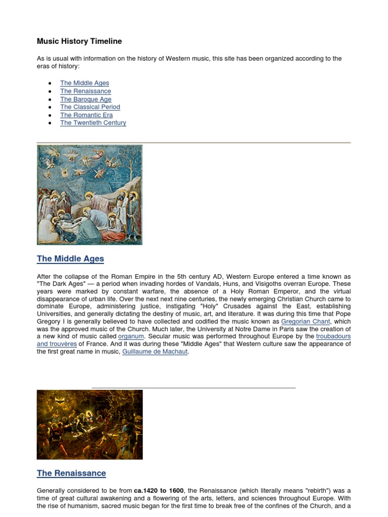 Music History Timeline | PDF | Classical Period (Music) | Opera
