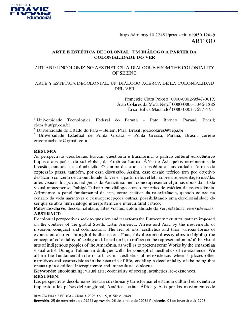 11. Arte e Estética Decolonial - Um Diálogo a Partir Da Colonialidade ...