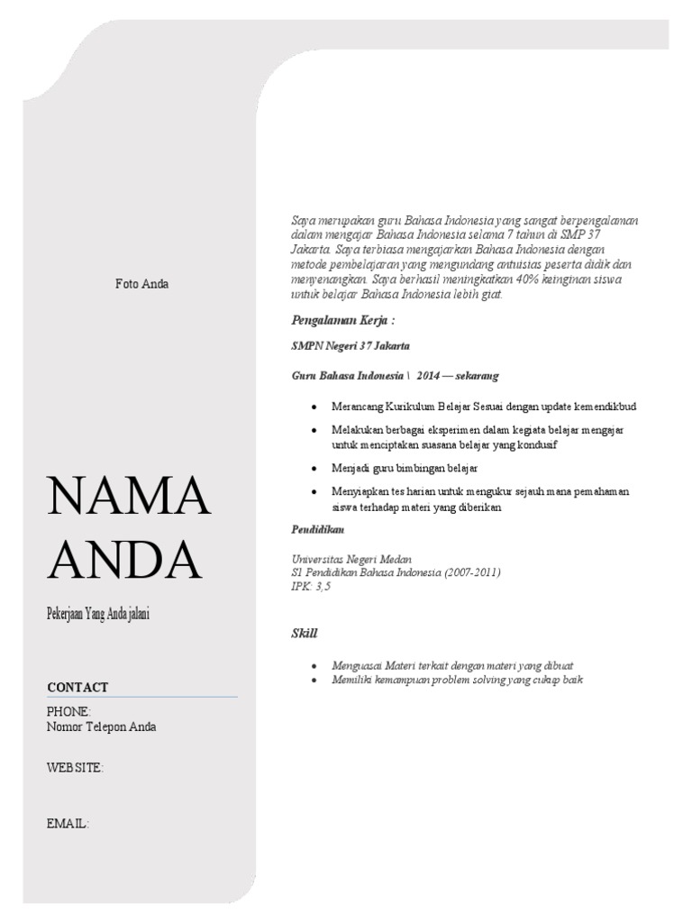 Contoh CV Guru SMP | PDF