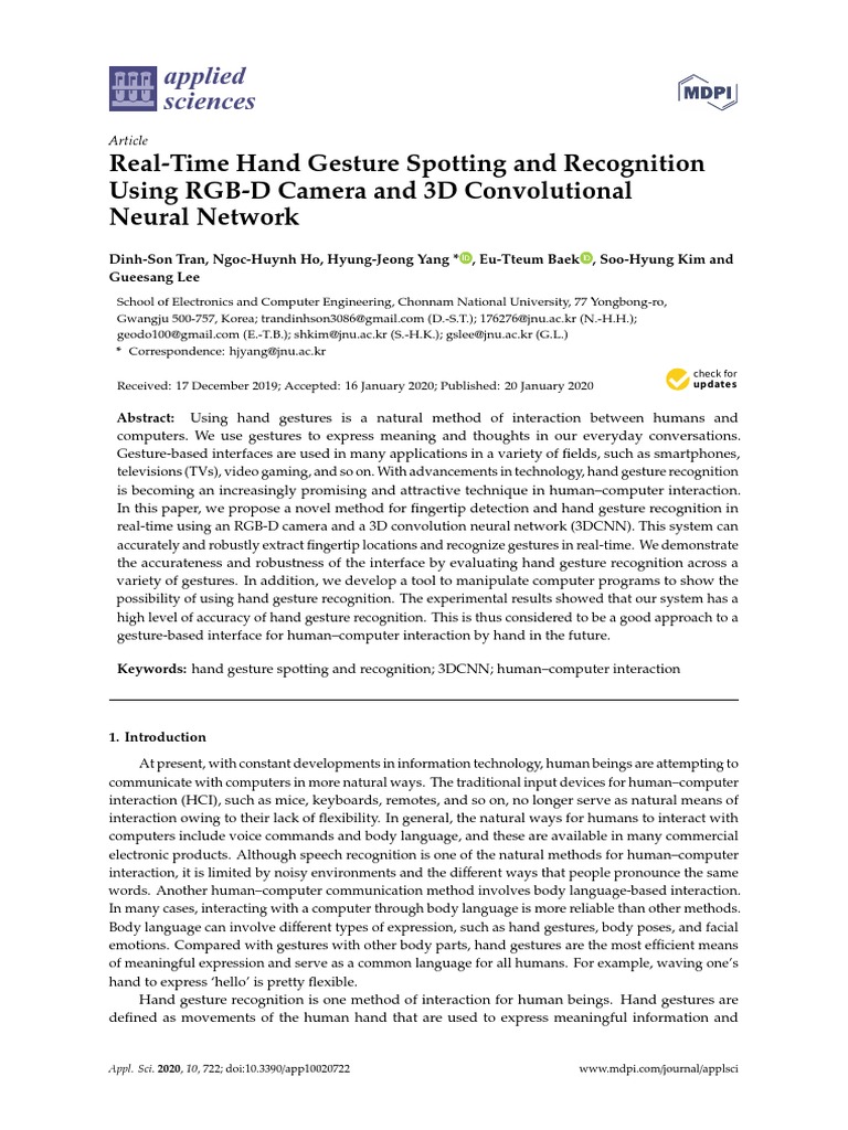 Real Time Hand Gesture Spotting And Recognition Us Pdf