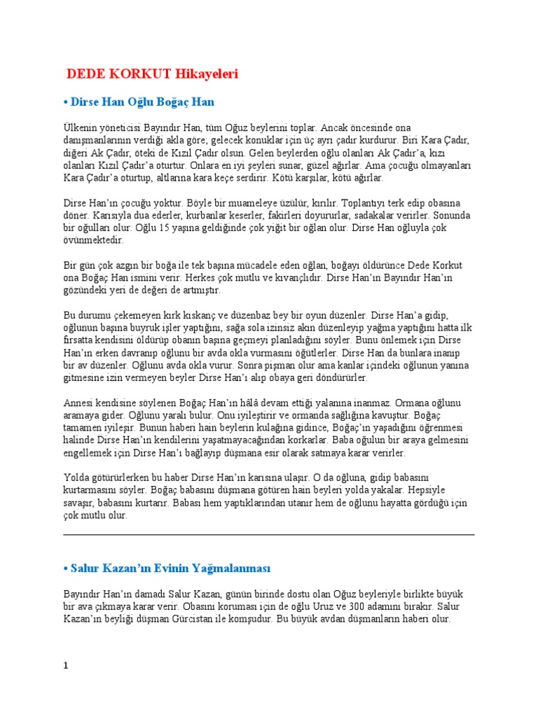 DEDE KORKUT Hikayeleri | PDF