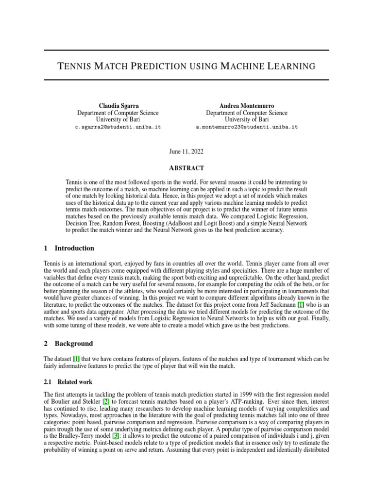 ML Tennis | PDF | Statistical Classification | Artificial Neural Network