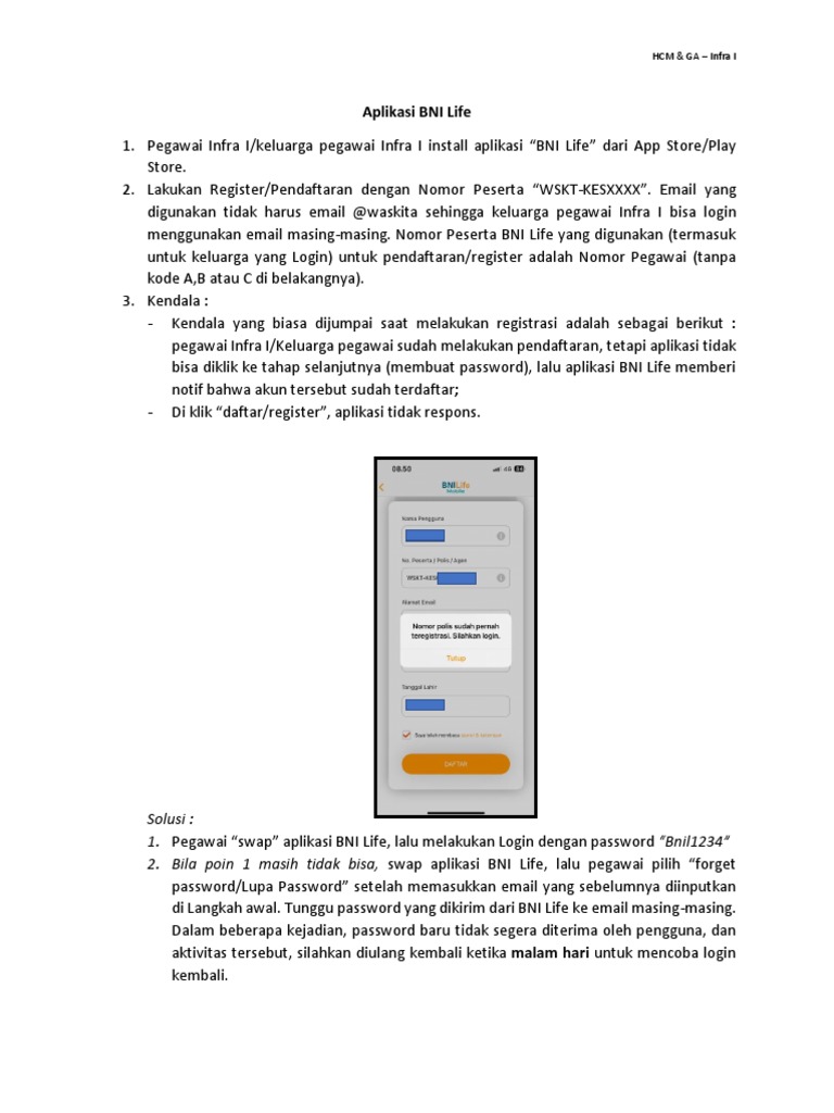 Aplikasi BNI Life | PDF