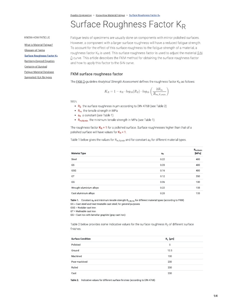 Surface Roughness Factor | PDF