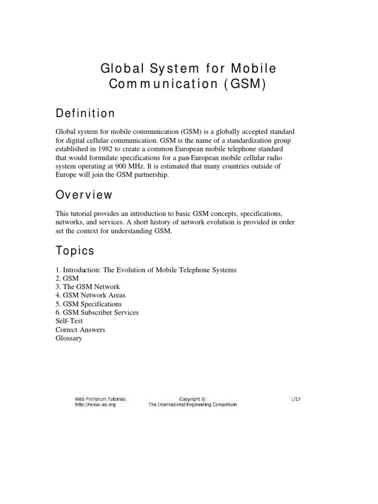 Global System For Mobile Communication (GSM) | PDF | Business